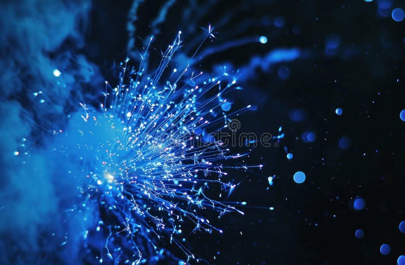 A Blue Explosion of Fireworks Against a Dark Background Stock Photo ...