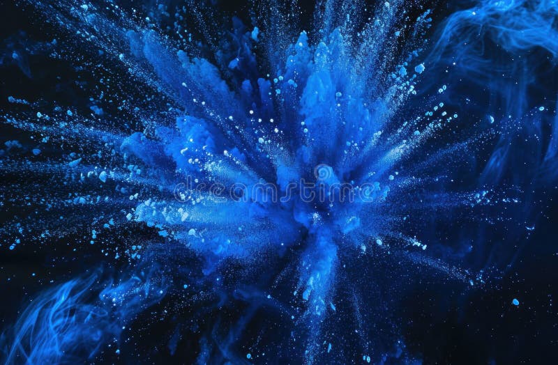 A Blue Explosion of Fireworks Against a Dark Background Stock Photo ...