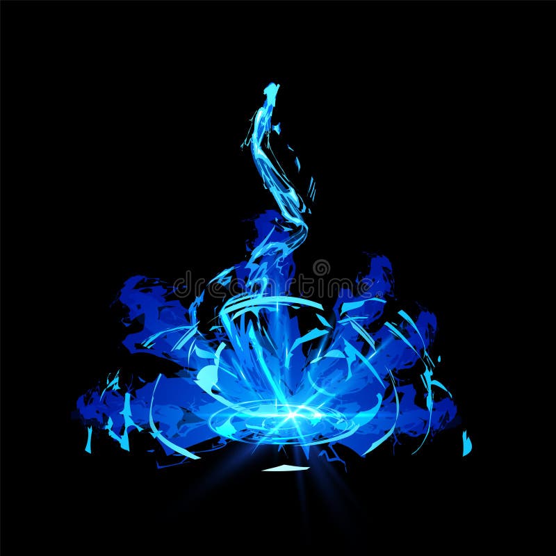 Blue Explosion, Ice Flame, Lighting Game Effect, Isolated Vector Stock ...
