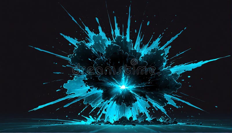 Blue Explosion Impact Effect on Plain Black Ai Generated Stock ...