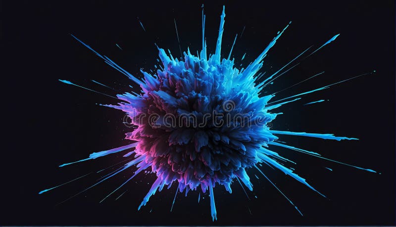 Blue Explosion Impact Effect on Plain Black Ai Generated Stock ...