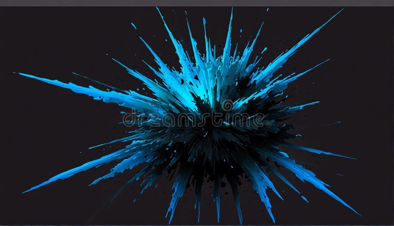 Blue Explosion Impact Effect on Plain Black Ai Generated Stock ...