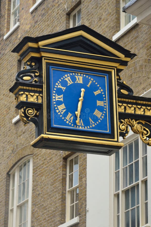 Blue external clock stock photo. Image of blue, brick - 44686482