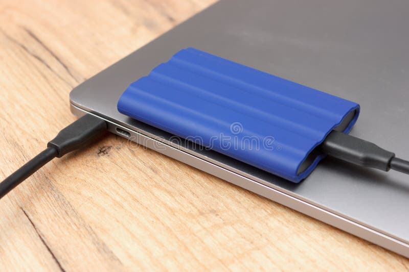 Blue external hard drive. stock photo. Image of secure - 361054568