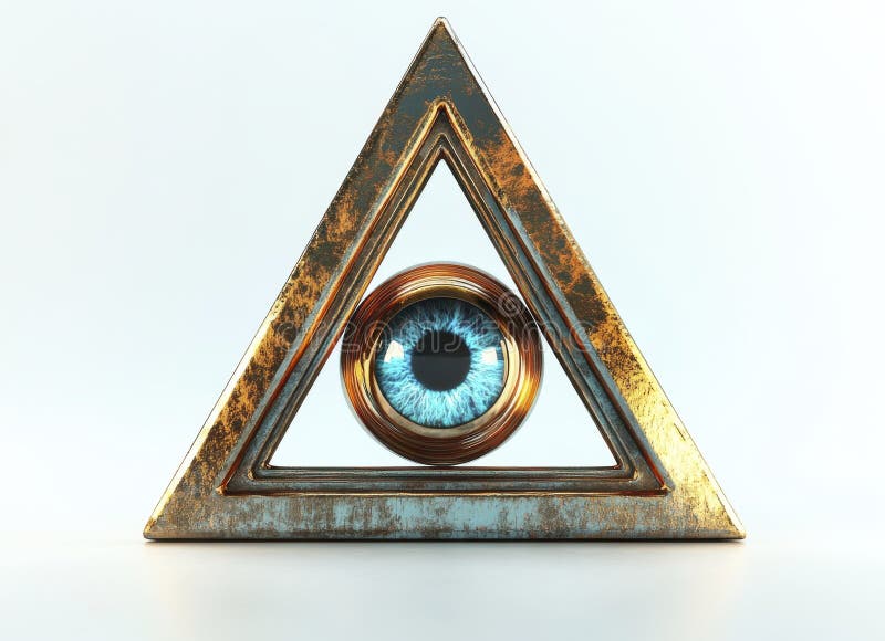 Blue Eye in Aged Metallic Triangle Frame Stock Illustration ...