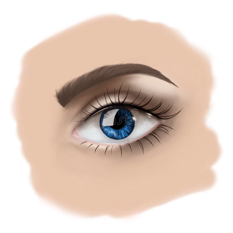 Blue Eye Close-up with Long Lashes Stock Illustration - Illustration of ...