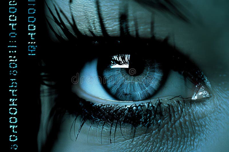 Blue Eye with Code Reflections, Vibrant and Detailed, Sci Fi and ...