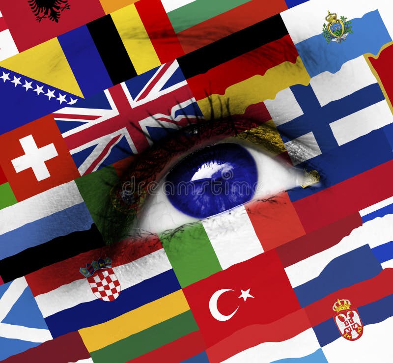 Blue Eye with European Flags Stock Image - Image of human, europe: 23176807