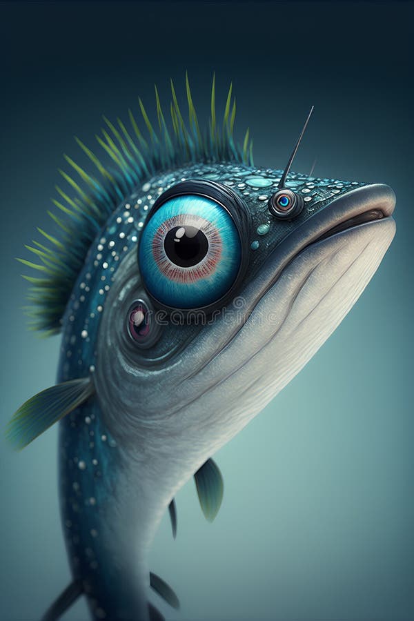Blue Eye of a Fish on a Blue Background. 3d Render Stock Illustration ...