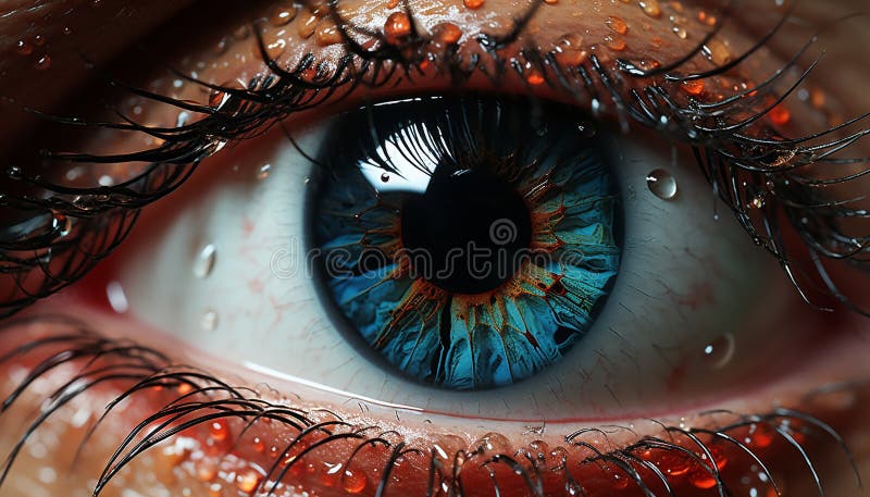 Blue Eye Looking at Camera, Close Up of Human Iris Generated by AI ...