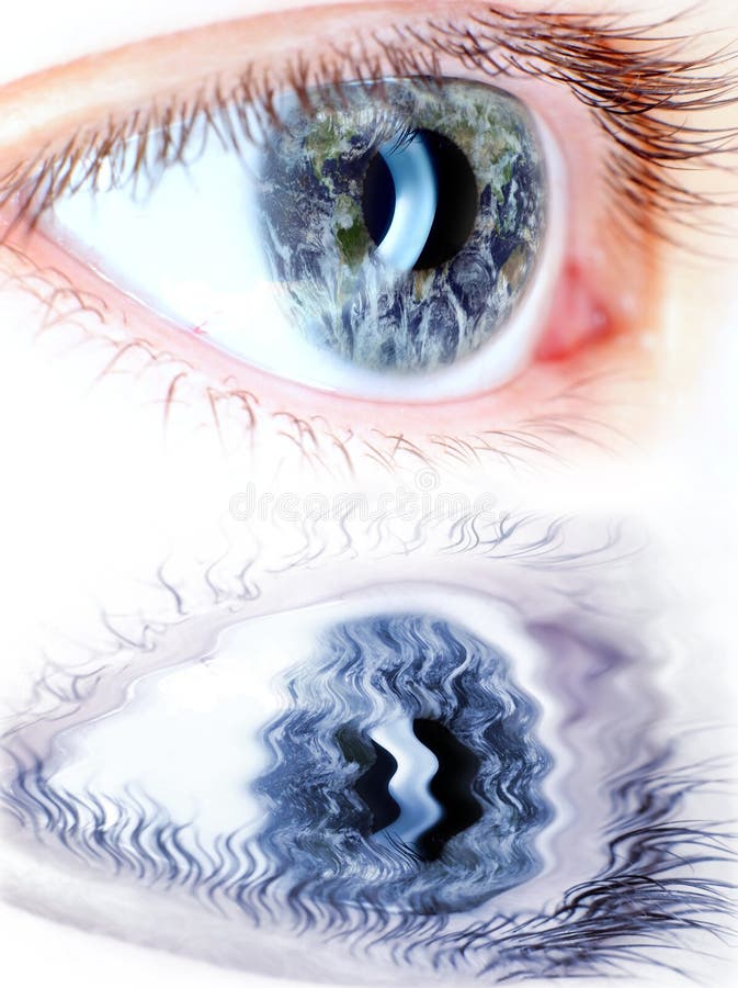 Blue Eye in Macro with Earth Map Stock Photo - Image of backdrop ...