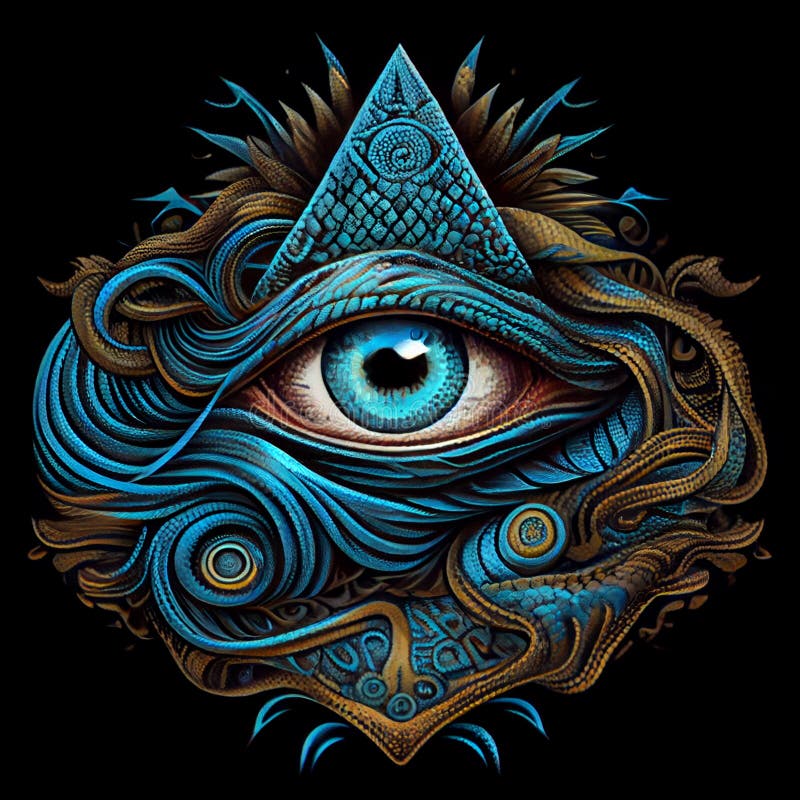 Blue Eye of Providence. All Seeing Eye of God. AI Generative Stock ...
