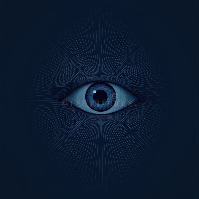 Blue Eye with Radiating Light Pattern on Dark Background Stock ...
