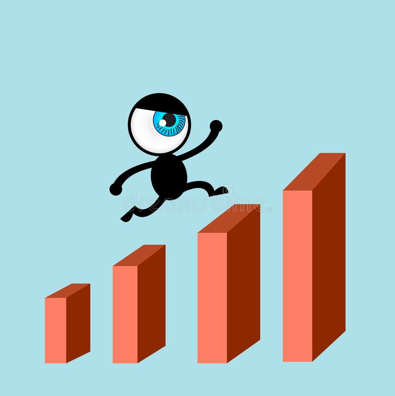 The Blue Eye Run on Bars Graph Stock Illustration - Illustration of ...