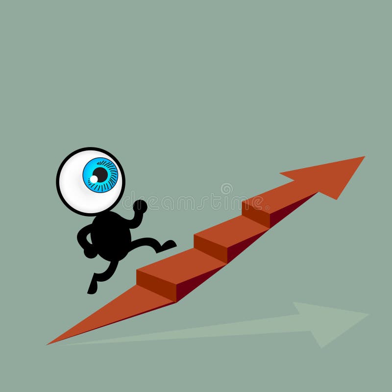 The Blue Eye Running To Top of Graph Path Arrow Stock Illustration ...