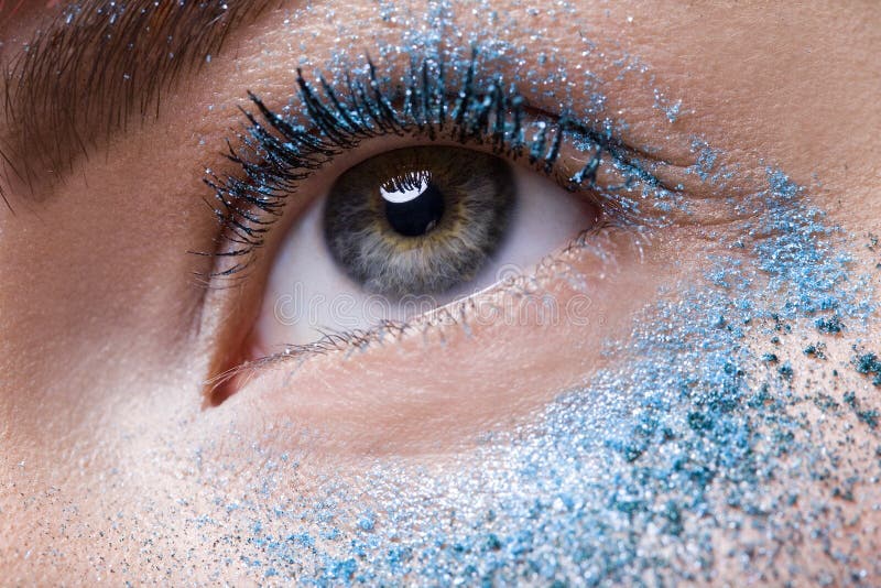 Glitter Eye-Shadow Closed Eye Stock Image - Image of lashes, close ...