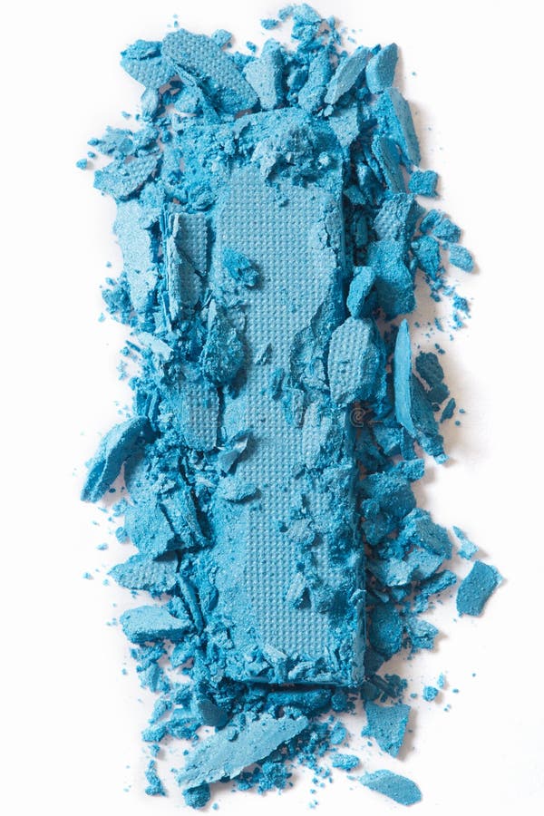 A Smashed, Blue Toned Eyeshadow Make Up Palette Isolated on a White ...