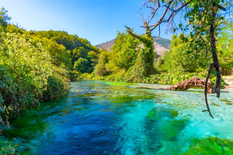 Blue Eye Spring Near Sarande, Albania Stock Image - Image of wonder ...