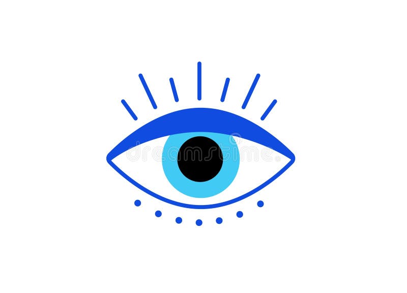 Blue Eye Symbol with Radiating Lines and Dots in Simplified Artistic ...