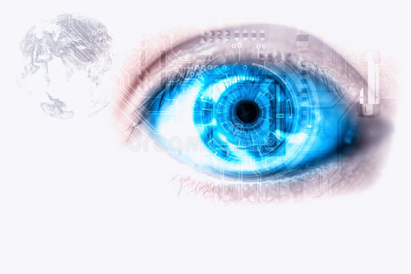 Eye Viewing Digital Information Represented by Ones and Zeros or Binary ...