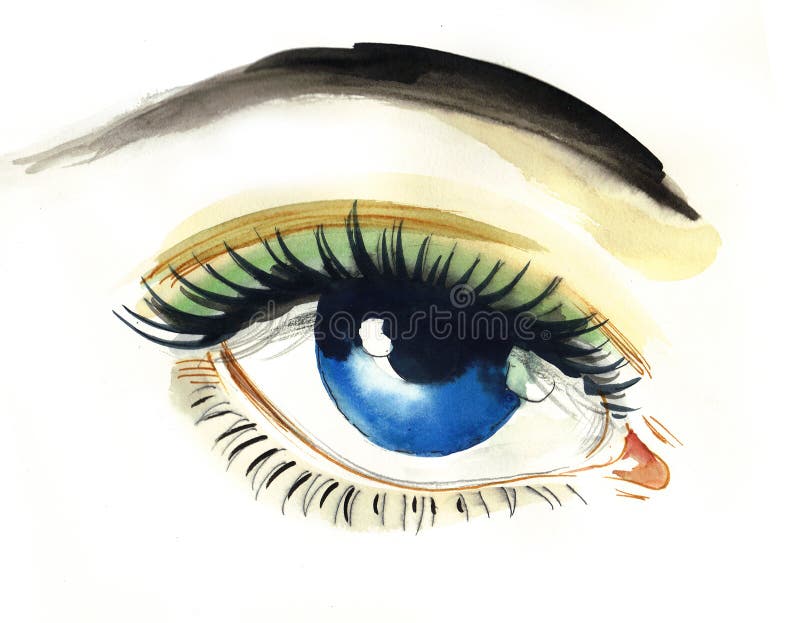 Blue eye stock illustration. Illustration of girl, lashes - 99725486