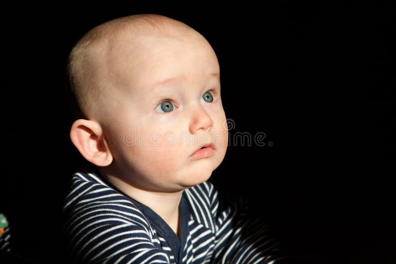 Blue Eyed Baby Looking Upward Stock Photo - Image of generation, child ...