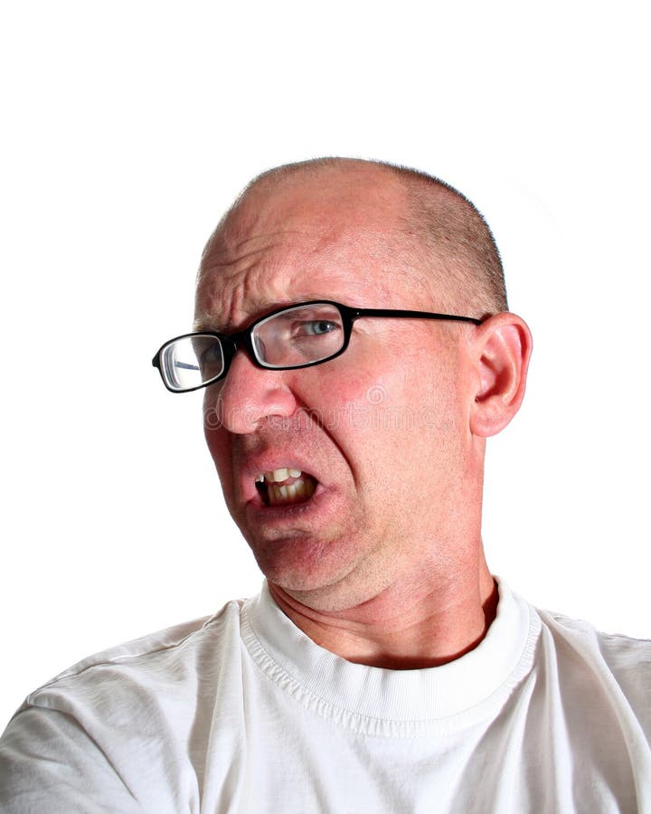 Blue Eyed Bald Man Disgusted Stock Image - Image of disgusted, male ...