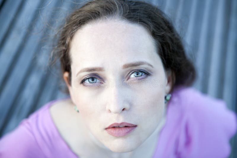 Blue Eyed Lady Looking at Camera Stock Photo - Image of fashion, hair ...