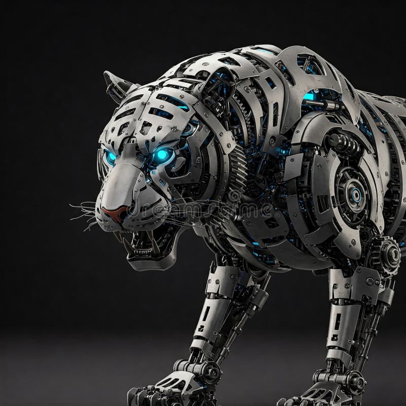 Blue -eyed mecha tiger stock illustration. Illustration of figurine ...