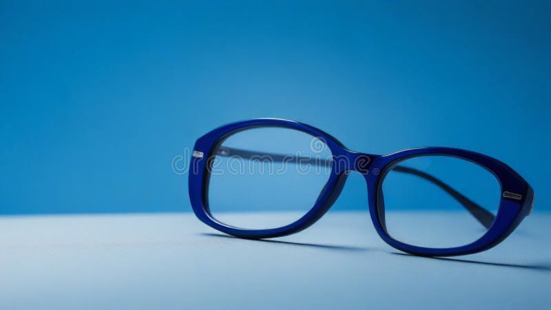 Blue Eyeglasses on Blue Background Stock Illustration - Illustration of ...