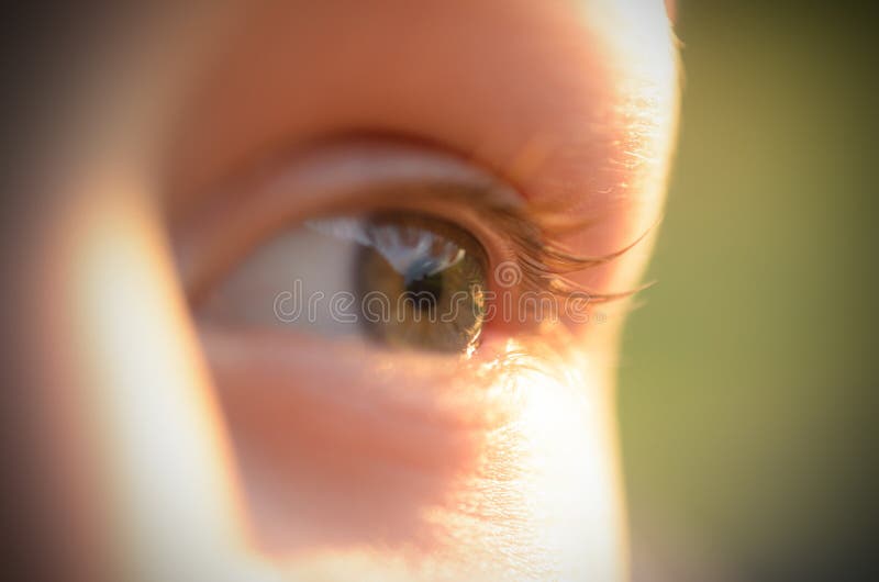Blue Eyes of a Close-up Boy Look Straight and in the Side. Stock Image ...