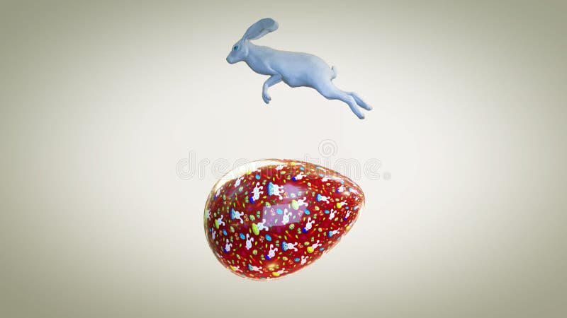 Blue Eyes White Rabbit Running on Easter Egg, Loop, Alpha Channel Stock ...