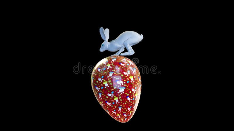 Blue Eyes White Rabbit Running on Easter Egg, Loop, Luma Matte Stock ...