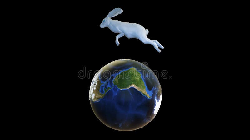 Blue Eyes White Rabbit Running on Planet Earth, Easter Concept, Loop ...