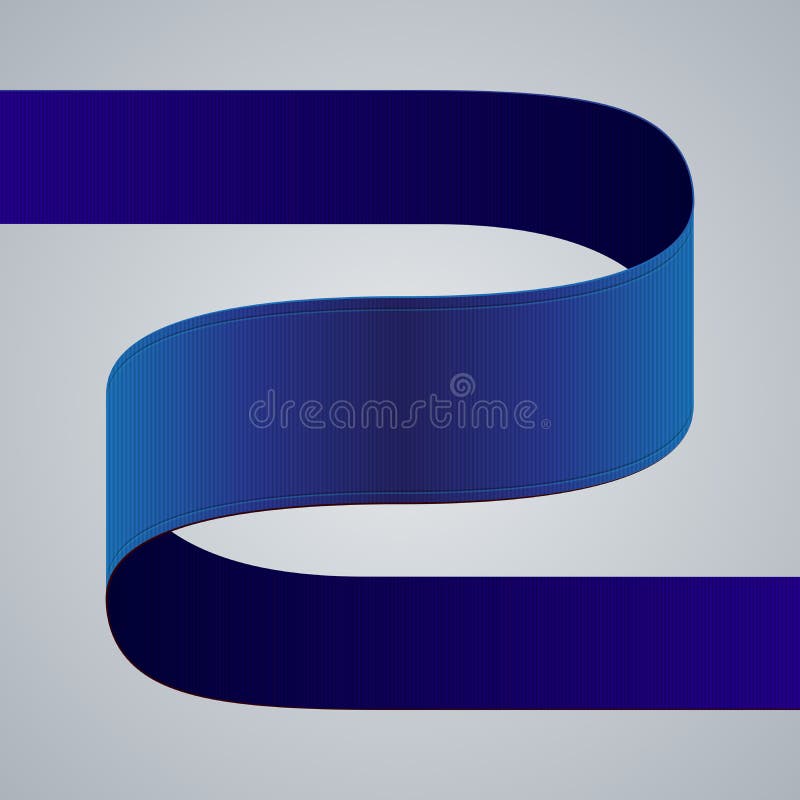 Blue Fabric Curved Ribbon on Grey Background Stock Vector ...
