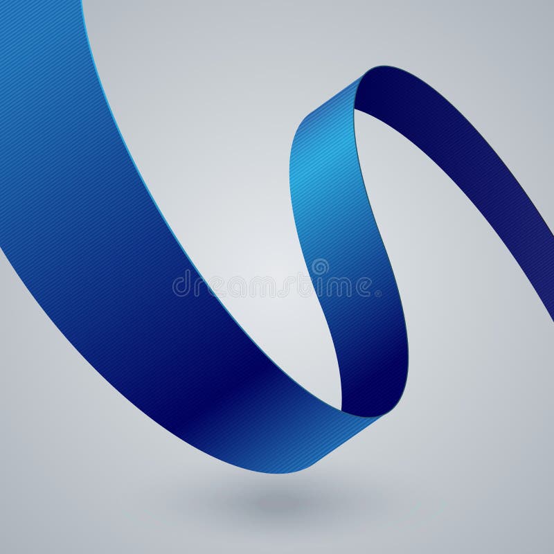 Blue Fabric Curved Ribbon on Grey Background Stock Vector ...