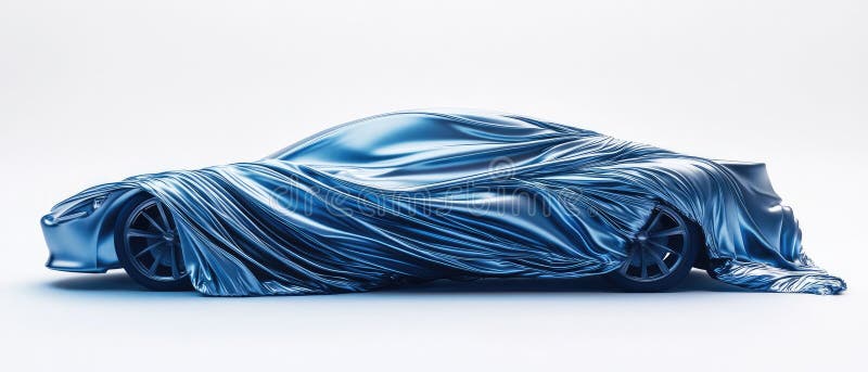 CAR PARTIALLY COVERED by BLUE FABRIC Stock Illustration - Illustration ...
