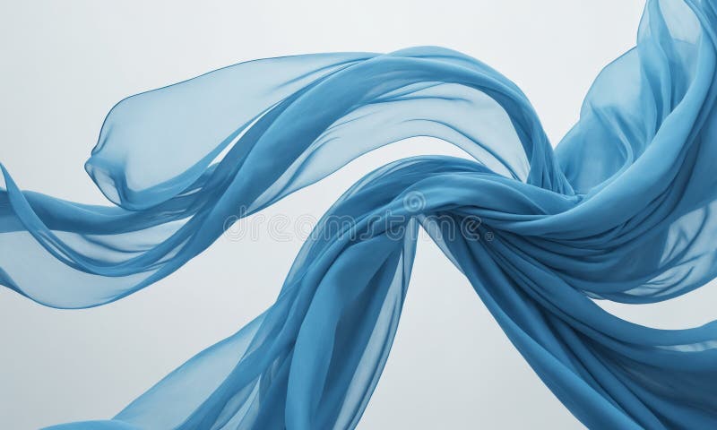 Blue Fabric Flowing in the Wind Stock Illustration - Illustration of ...