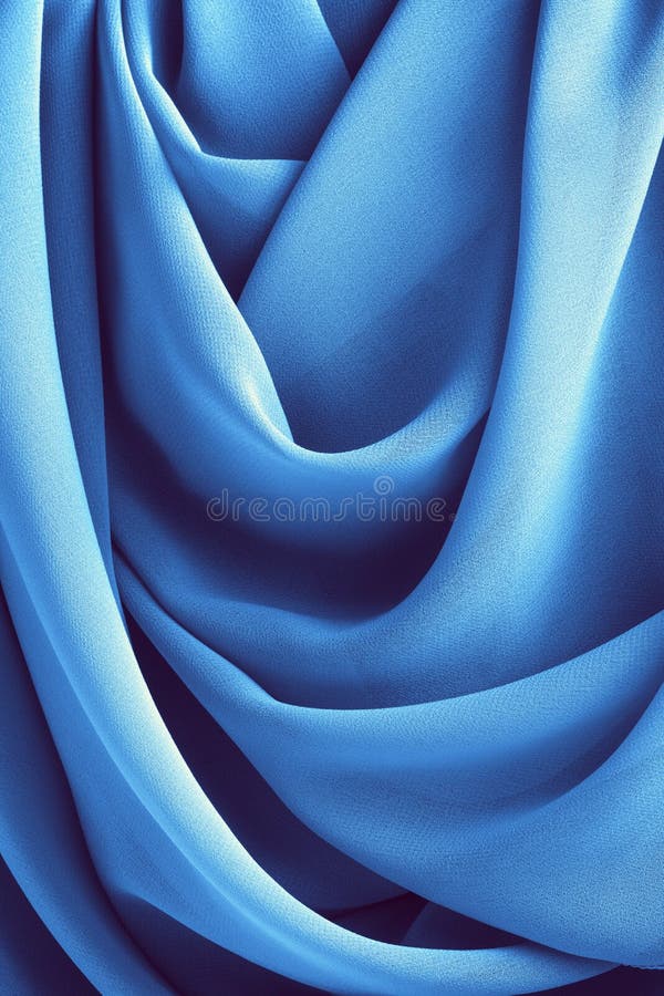 Blue Fabric with Large Folds, Textile Waves Background Stock Photo ...