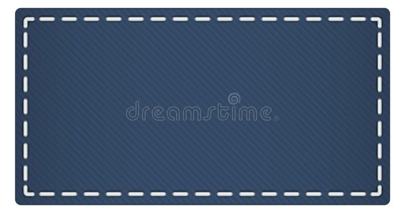 Blue Fabric Patch with Realistic Seam. Empty Frame Stock Illustration ...