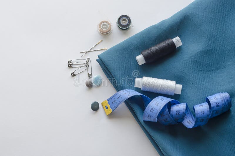 Blue Fabric and Sewing Tools and Needlework Accessories: Fabrics ...