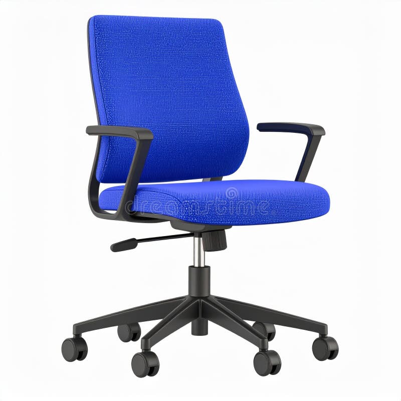 Blue Fabric Swivel Office Chair with Black Base Stock Illustration ...
