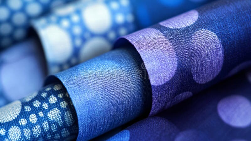 Blue Fabric Texture with Polka Dot Pattern Stock Illustration ...