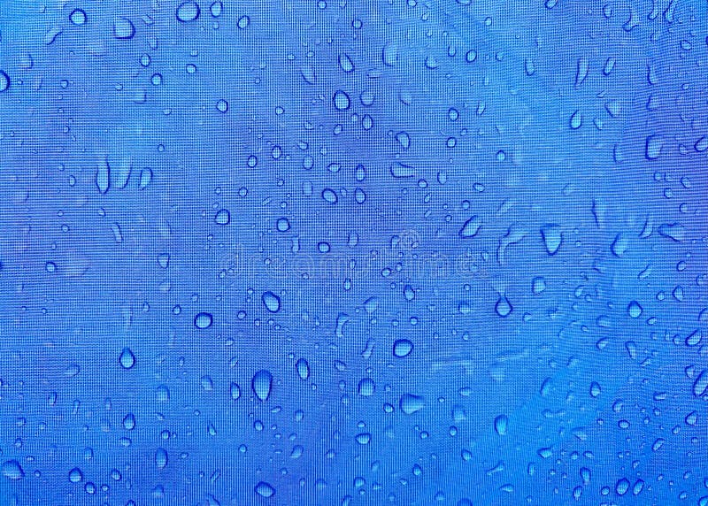Blue Fabric Texture with Water Drops. Waterproof Fabric Stock ...