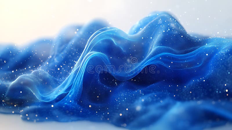 Blue Fabric Wave, Sparkling, Light Background, Digital Art, Website Banner Stock Illustration ...