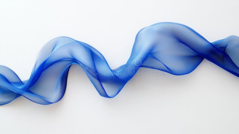 Blue Fabric Waves Flow Across White Background Stock Illustration ...