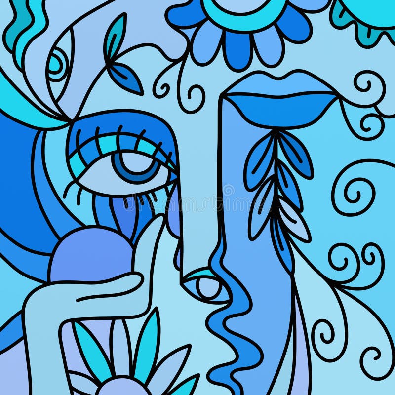Blue face stock illustration. Illustration of blue, background - 18847254