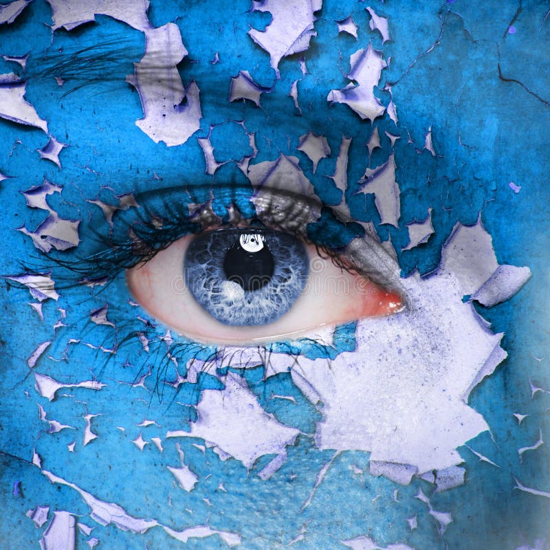 Blue face stock image. Image of effect, cracked, messy - 29502851