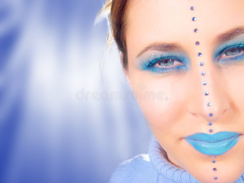 Blue Make-up stock image. Image of skin, woman, portrait - 91631