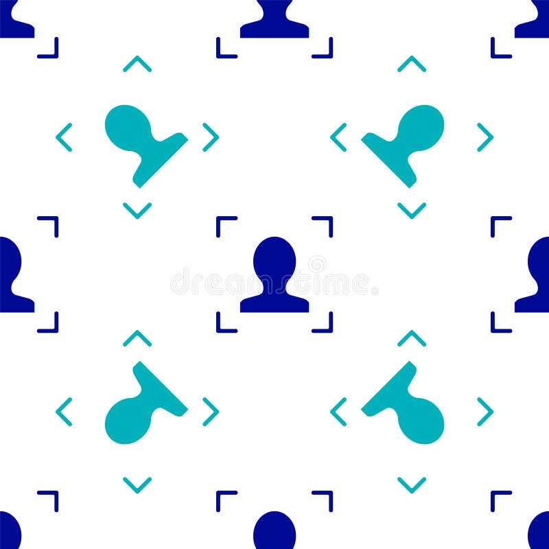 Blue Face Recognition Icon Isolated on Blue Background. Face ...
